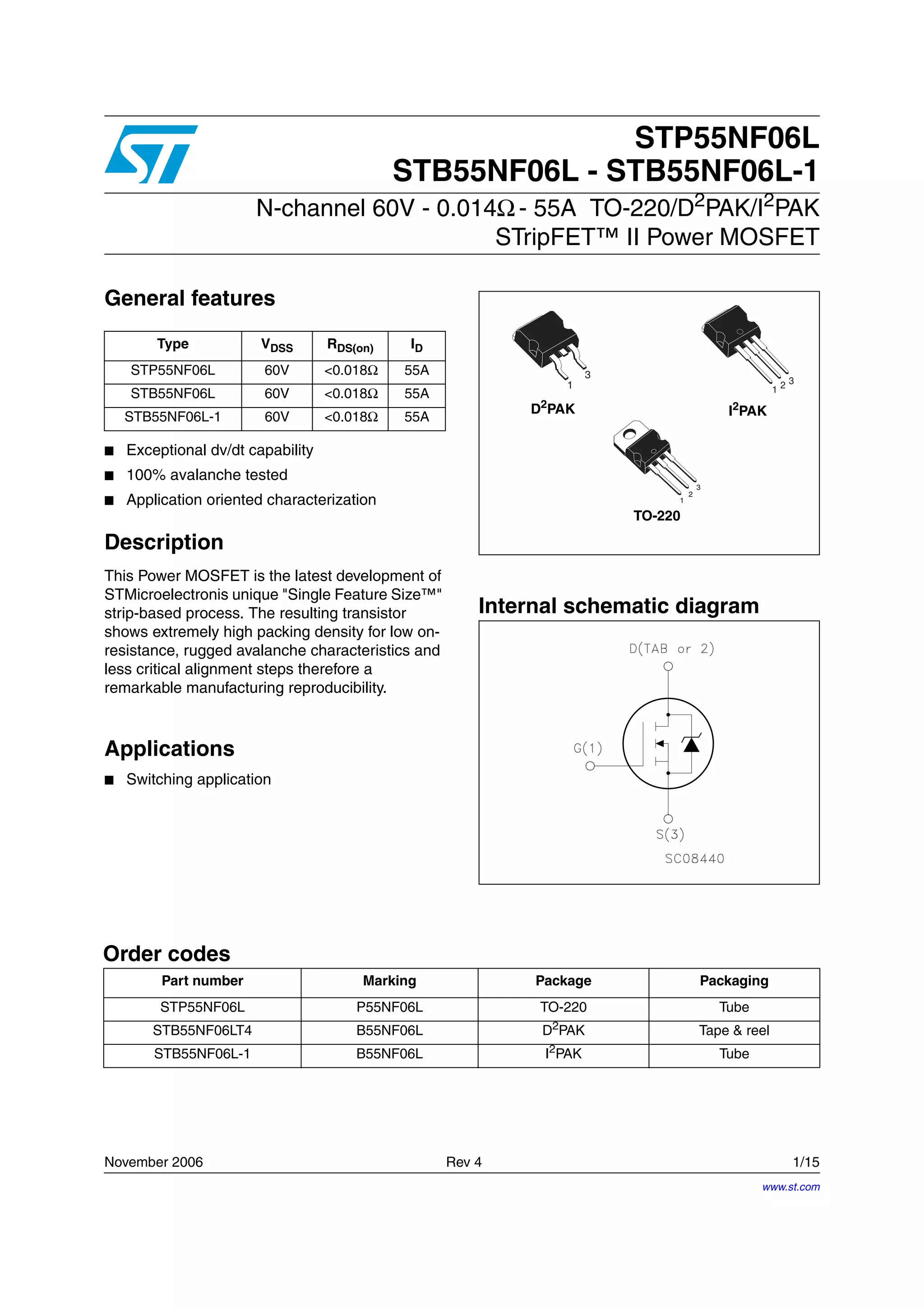 Original N-Channel Mosfet STP55NF06LFP STB55NF06L-1 B55NF06L 60V 55A TO-252 New ...