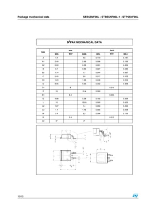 Original N-Channel Mosfet STP55NF06LFP STB55NF06L-1 B55NF06L 60V 55A TO ...