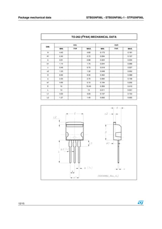 Original N-Channel Mosfet STP55NF06LFP STB55NF06L-1 B55NF06L 60V 55A TO ...