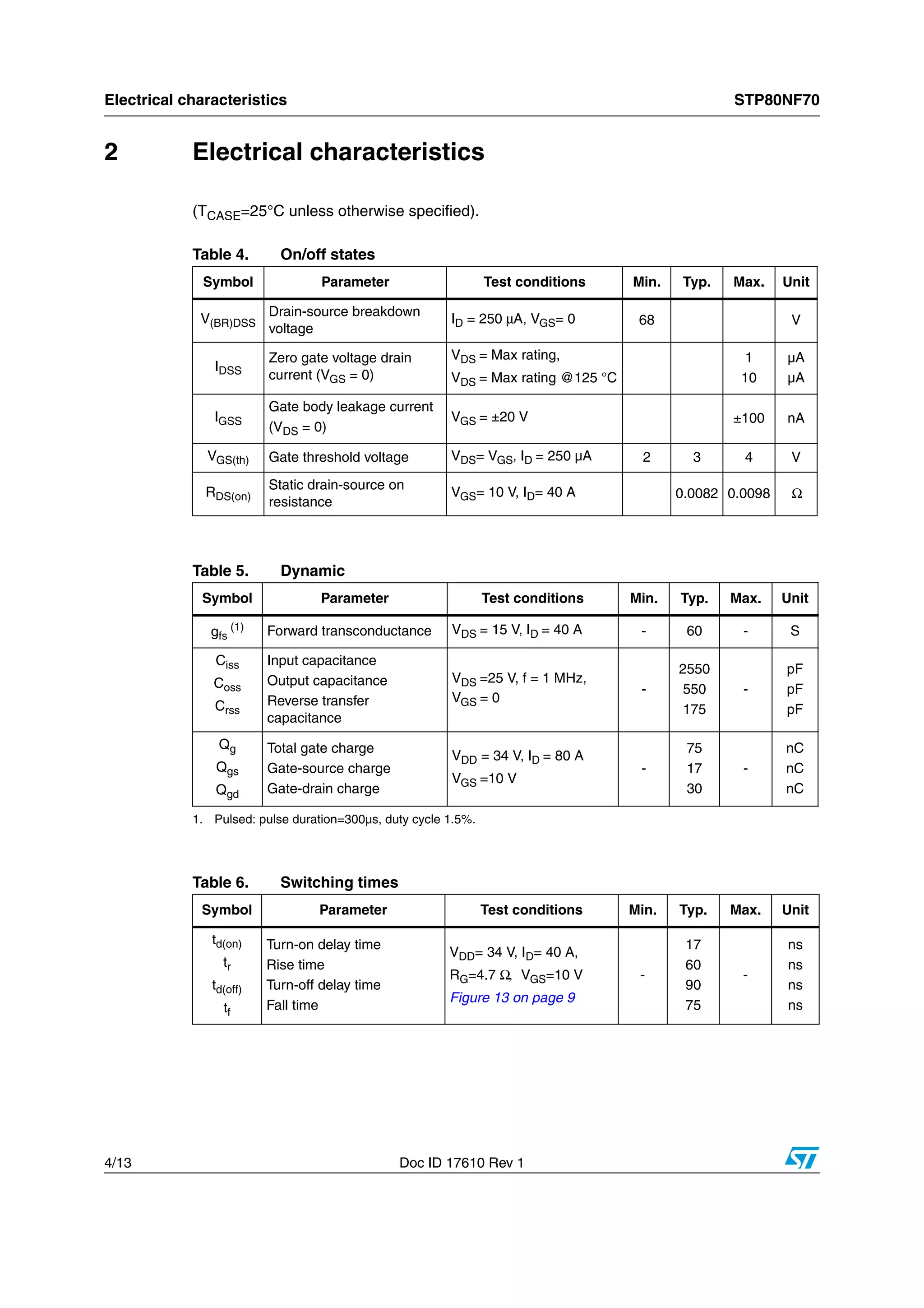Original MOSFET N-CHANNEL STP80NF70 80NF70 80N70 80A 70V New | PDF