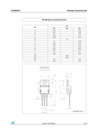 Original MOSFET N-CHANNEL STP80NF70 80NF70 80N70 80A 70V New | PDF