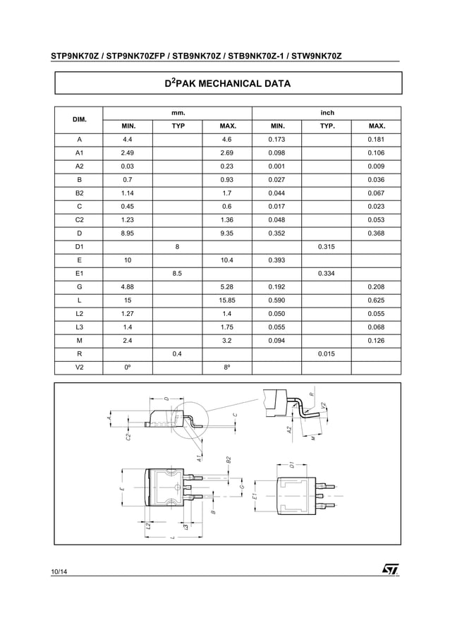 Original N-Channel Mosfet STP9NK70Z 9NK70 700V 7.5A TO-220 New ...