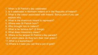 St Patrick’s day powerpoint for english class | PPTX