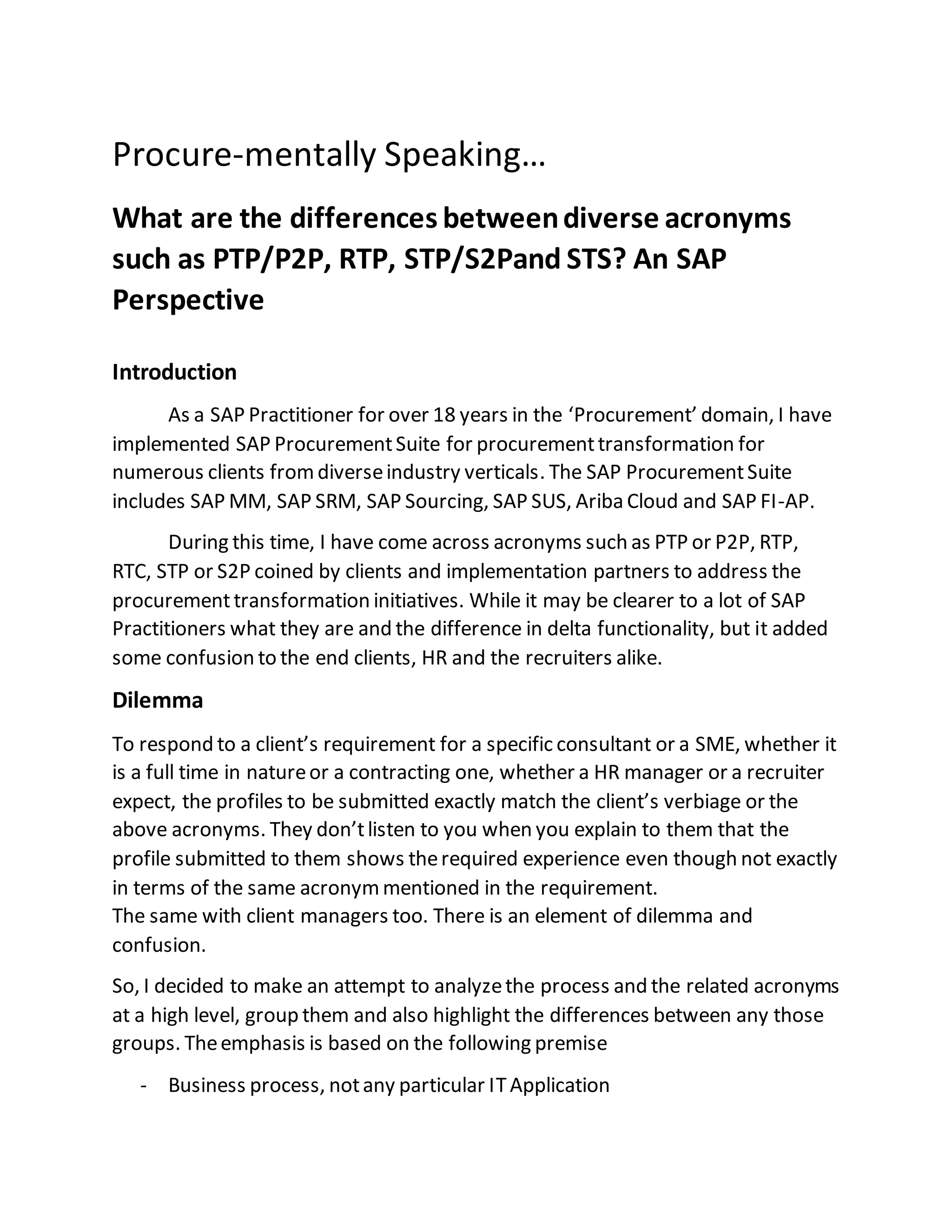 Procure To Pay and Source To Pay | DOCX