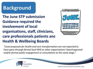 STP engagement and consultation for NHS & Local Authorities | PPTX