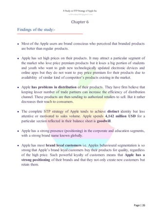 A Study on STP strategy of Apple Inc | DOCX