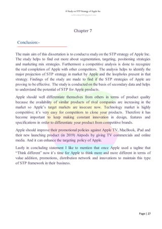 A Study on STP strategy of Apple Inc | DOCX