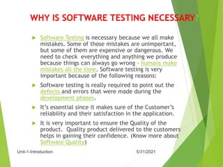 Software Testing and Quality Assurance unit1 | PPTX