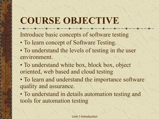 Introduction to software testing and quality assurance | PPTX