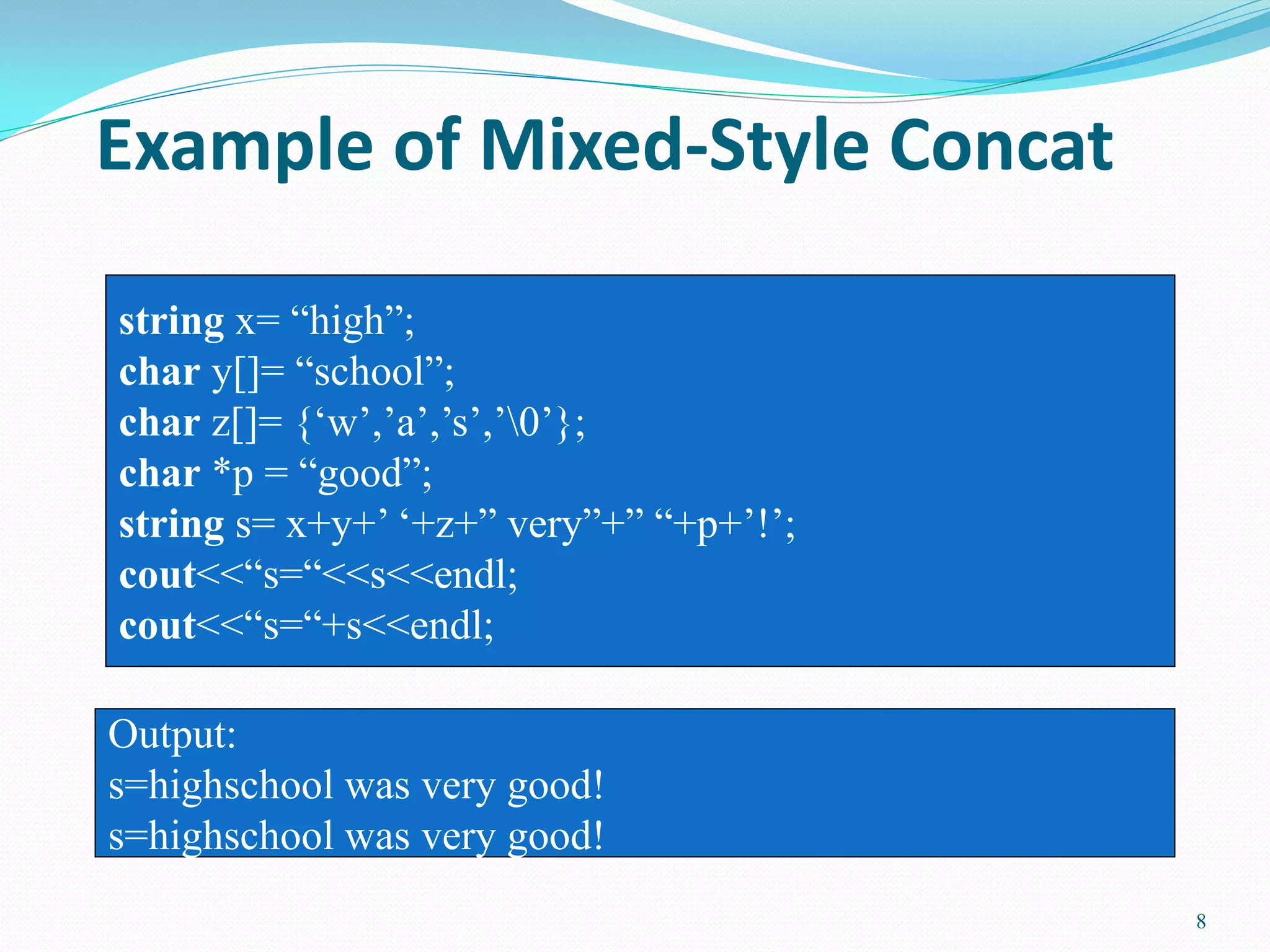 Strinng Classes in c++ | PPT
