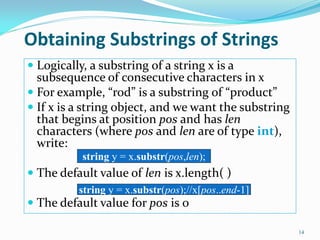 Strinng Classes in c++ | PPT