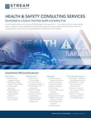 Comprehensive Health and Safety Consulting Services from Stream Data ...
