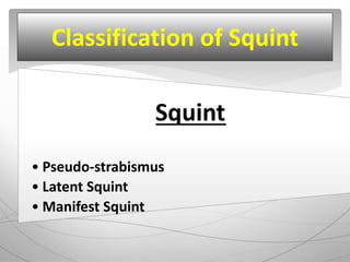 STRABISMUS(Squint) only classification | PPTX