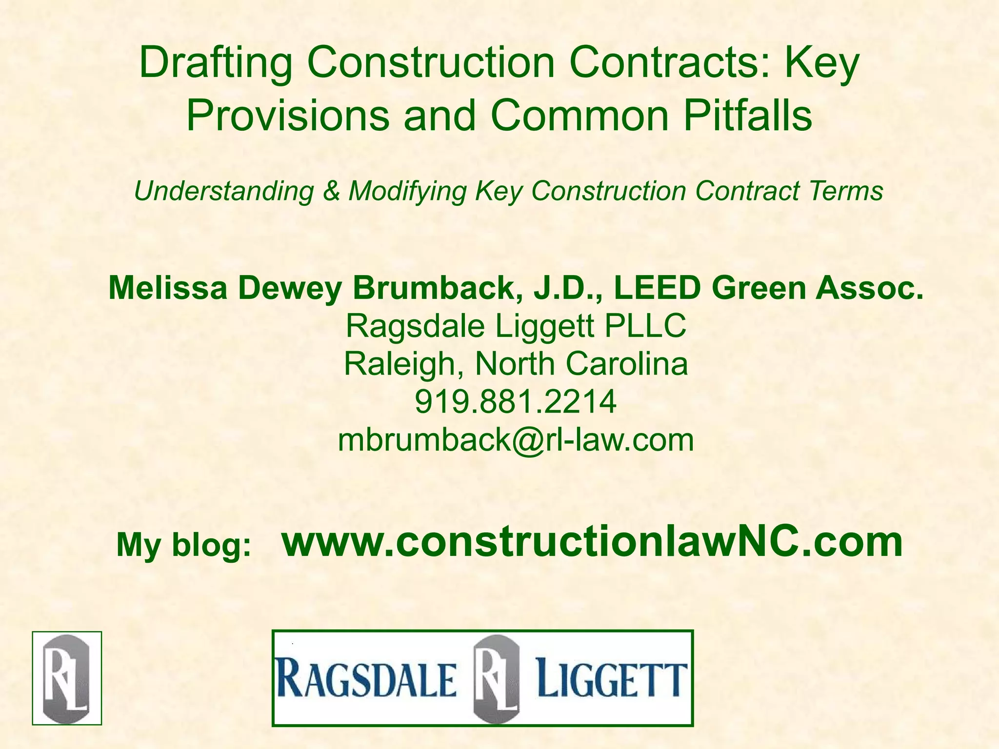 Drafting Construction Contracts | PPT