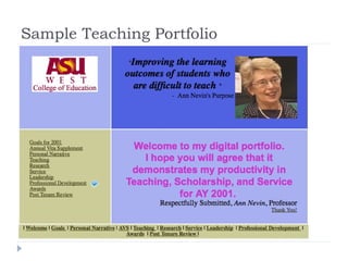 The Teaching Portfolio: Best Reflective Practices | PPT