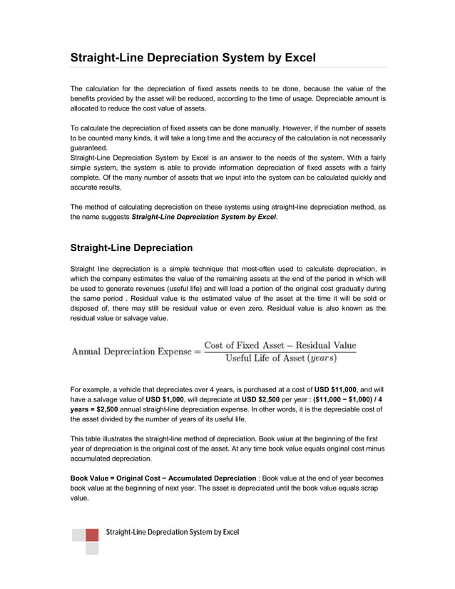 Straight-Line Depreciation System by Excel | PDF | Stocks and Bonds ...