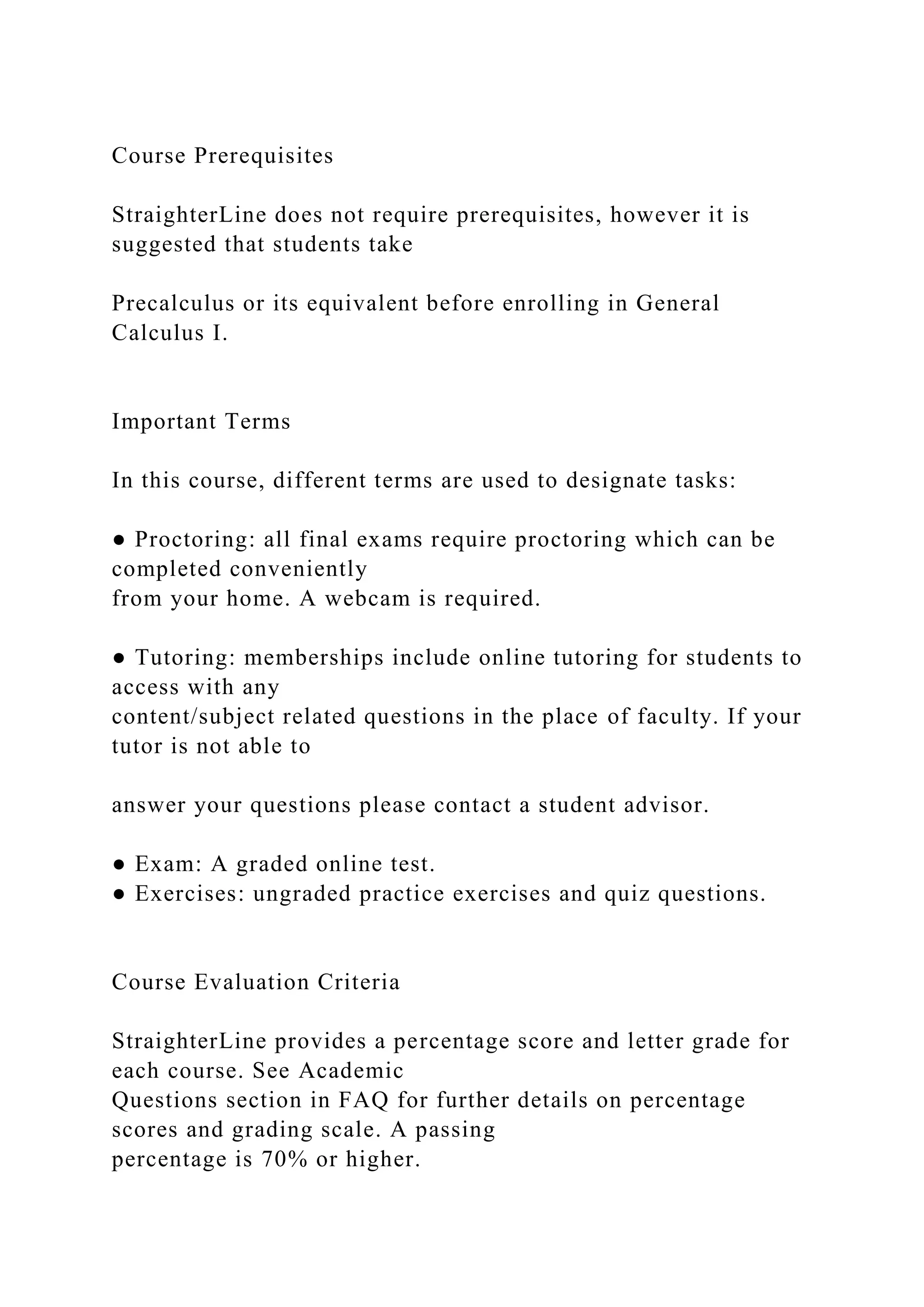 © StraighterLine MAT250 General Calculus I General .docx