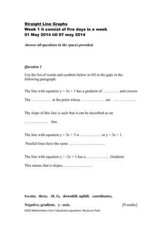 Straight line graphs | DOC