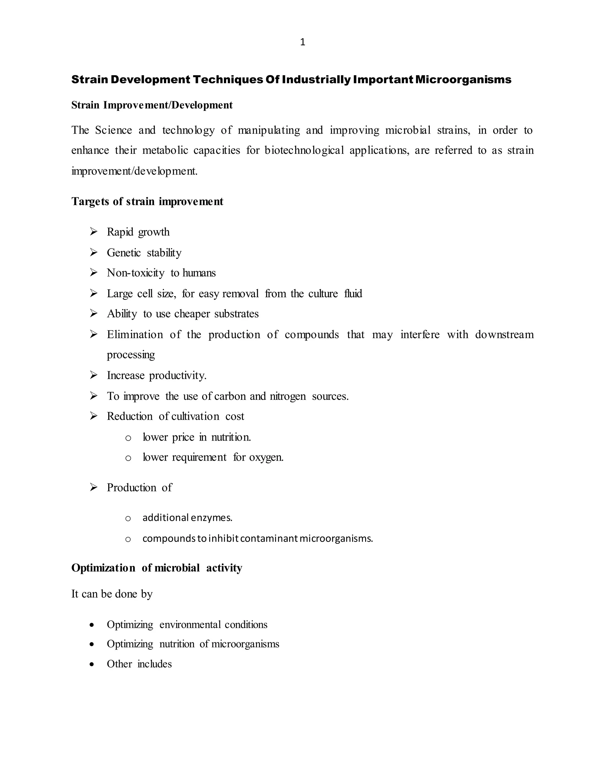 Strain development techniques of industrially important microorganisms ...