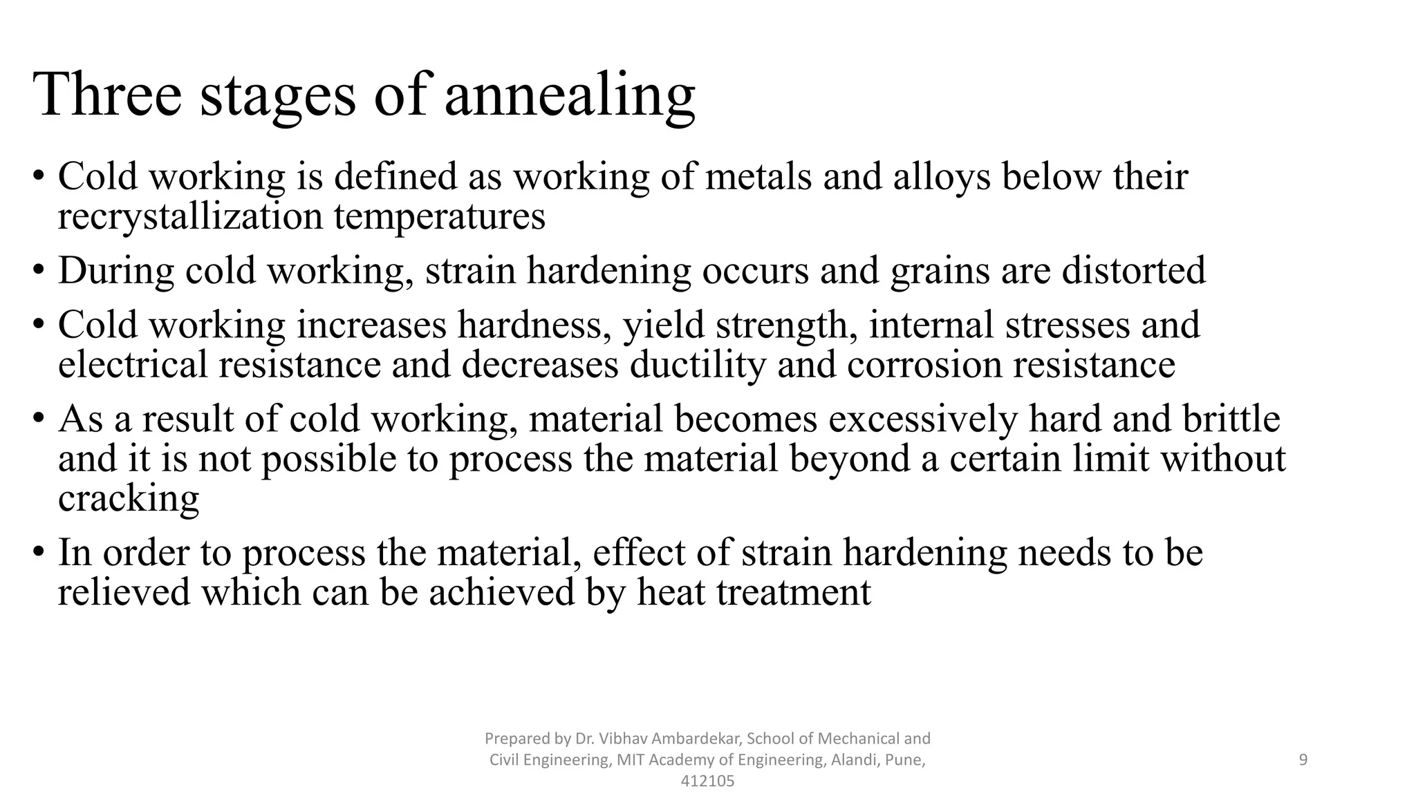 Strain hardening, three stage annealing | PDF