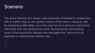 Stranded on the Moon - Team Engagement Activity.pptx | Human Resources ...