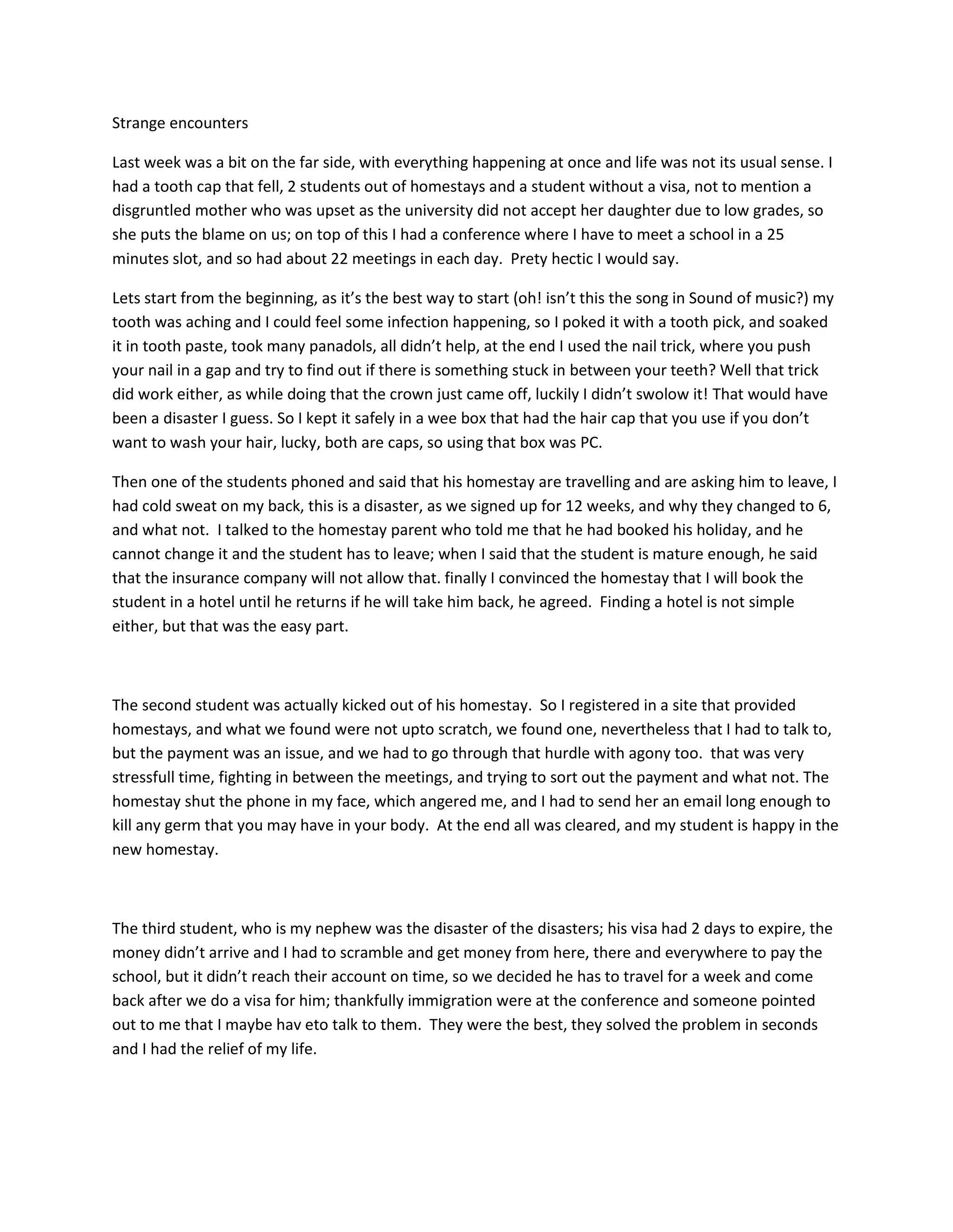 Strange encounters | DOCX