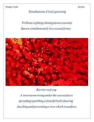 Strange events in bio world coral spawning pictures | PDF