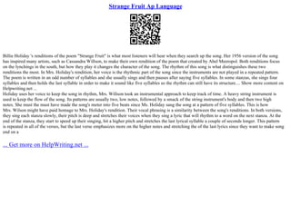 Strange Fruit Poem Analysis | PPT