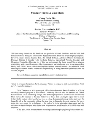 Dr. Jessica Garrett-Staib and Scott C. Bates, Published in Focus On ...