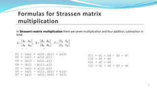 Strassen’s Algorithm and matrix multiplication | PPTX