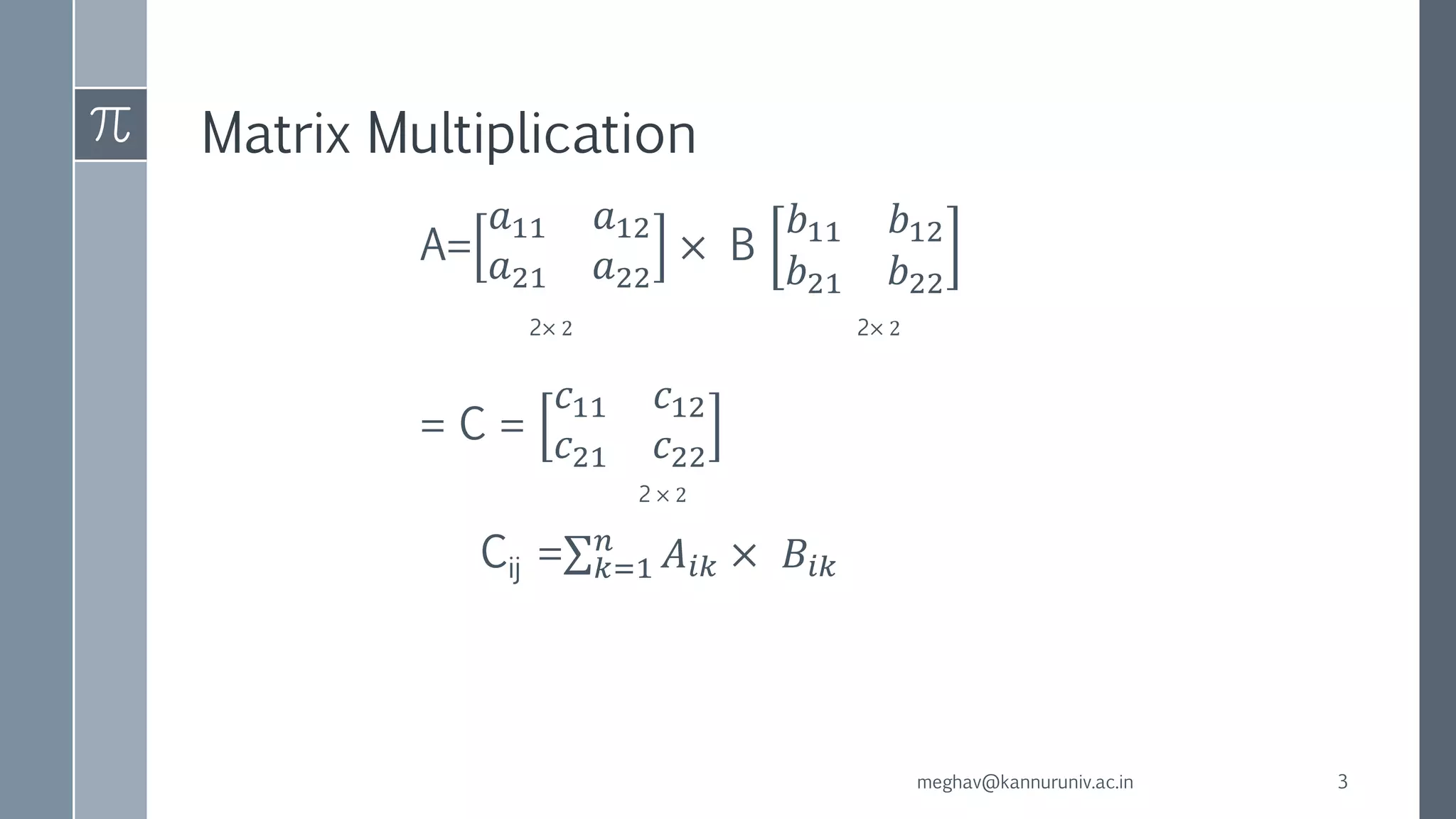 Strassen's matrix multiplication | PPTX