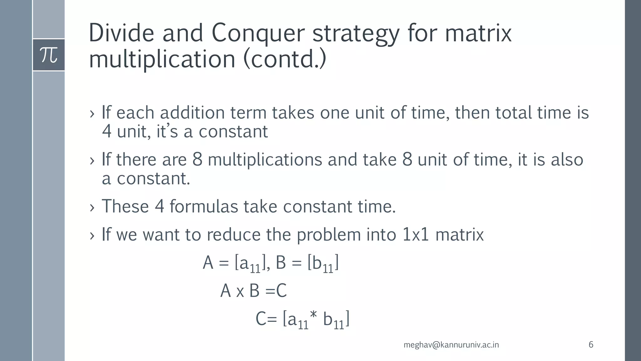 Strassen's matrix multiplication | PPTX