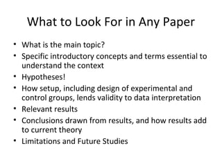 How to read a scientific paper in biology | PPT