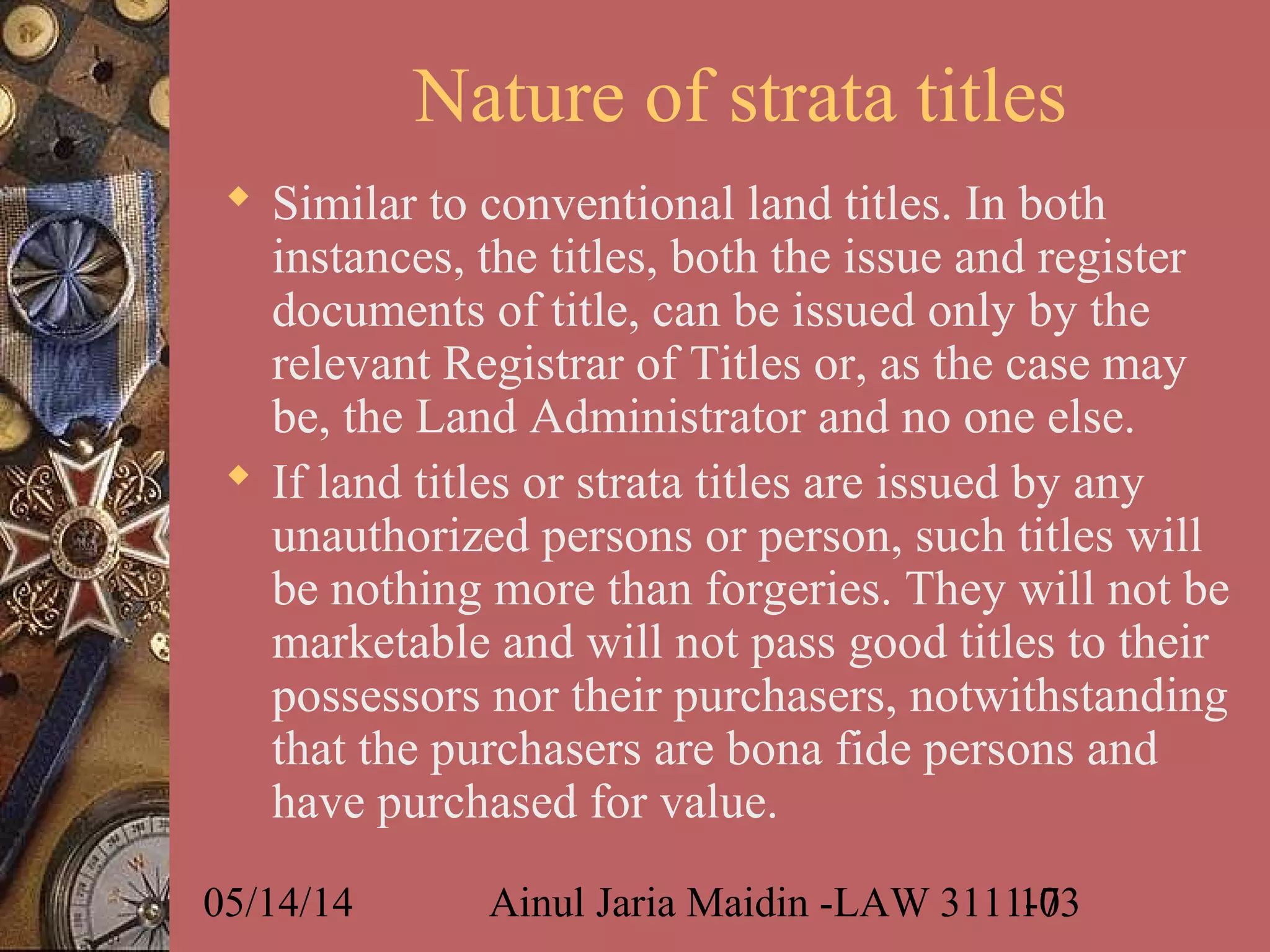 Strata titles | PPT