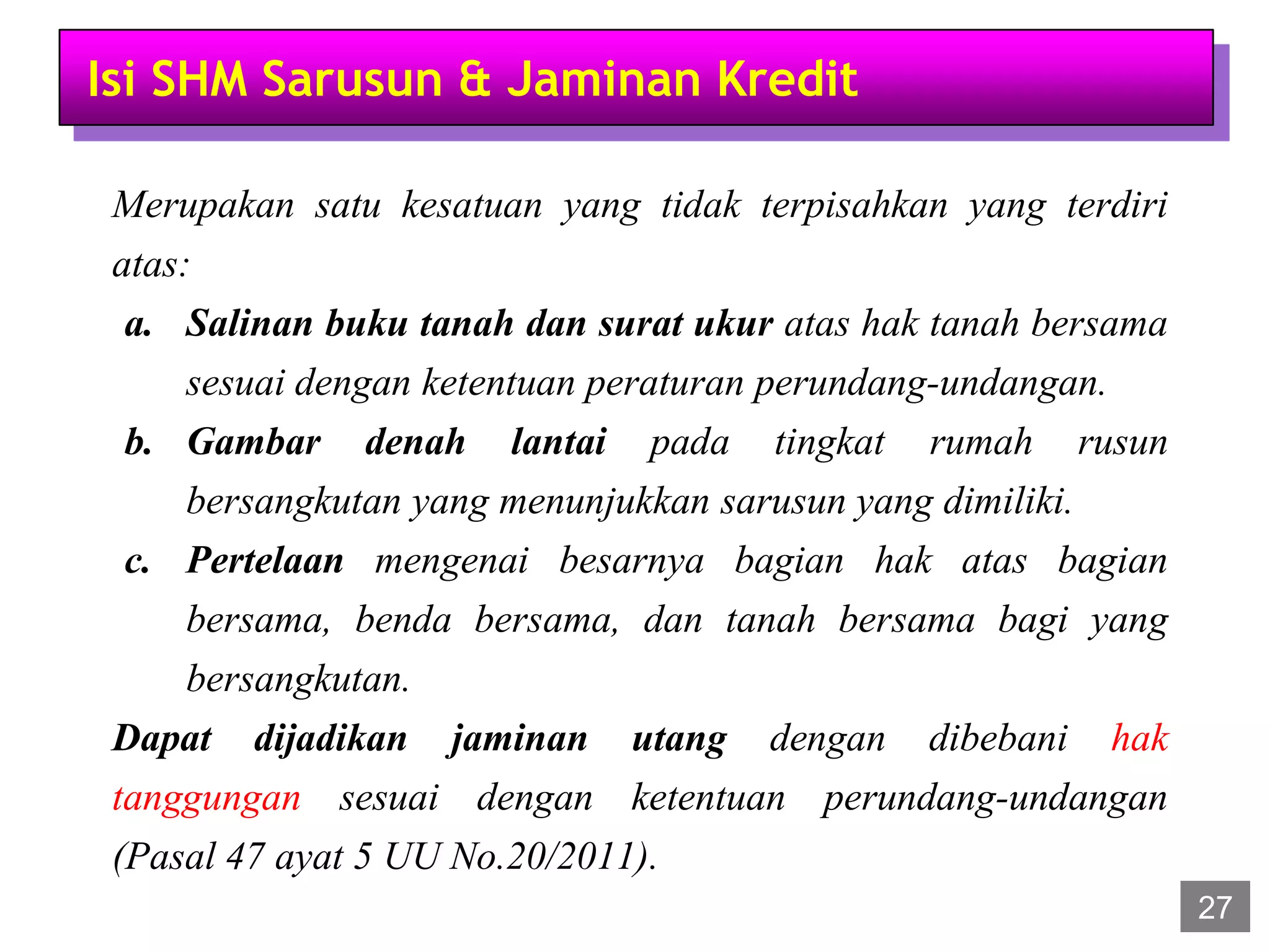 Strata title dan SHM Sarusun | PDF