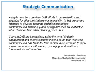 Strategic Communication: A Department of Defense Perspective. Robert ...