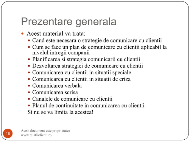 Strategia de comunicare cu clientii | PPTX