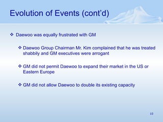 Strategic Alliance Between GM and Daewoo | PPT