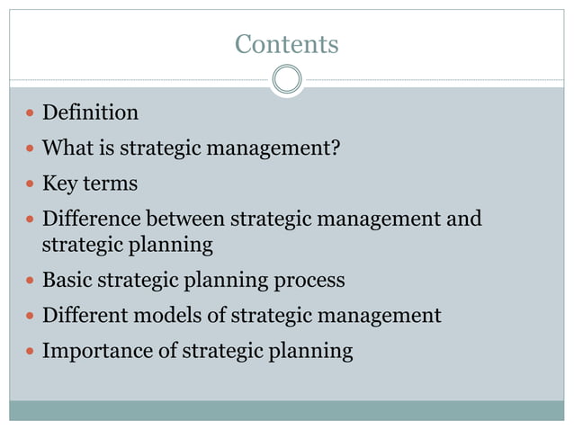Strategic management and strategic planning | PPTX