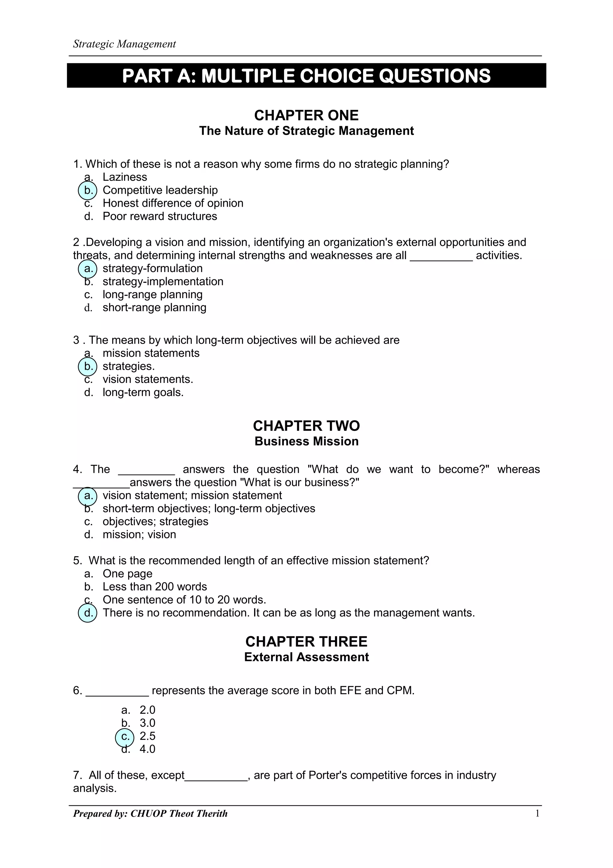 Strategic management-multiple-choice-questions SIDDANNA M BALAPGOL | PDF