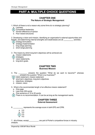 Strategic management-multiple-choice-questions SIDDANNA M BALAPGOL | PDF