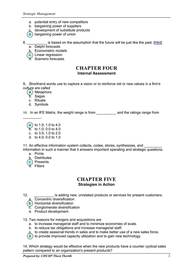 Strategic management-multiple-choice-questions SIDDANNA M BALAPGOL | PDF