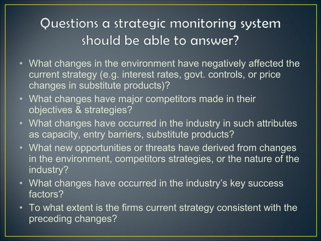Strategic monitoring-system | PPT | Business | Business and Finance