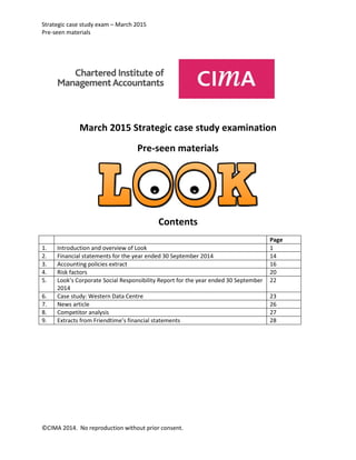 CIMA Strategic Case Study March - Preseen Look | PDF