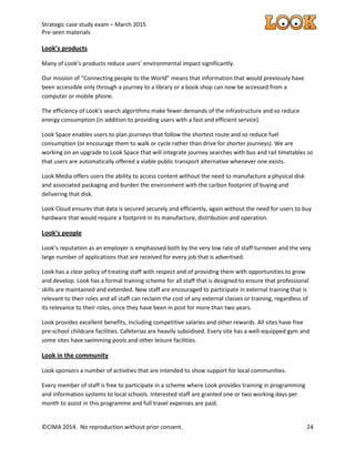 CIMA Strategic Case Study March - Preseen Look | PDF