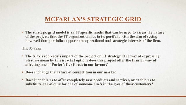 Strategic alignment mode land mc farlan trategic grid | PPT