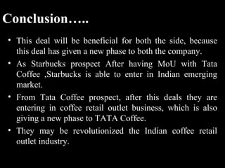 Strategic alliance of starbucks and tata coffee | PPT