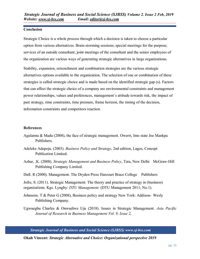 Strategic alternative and choice sjbss | PDF