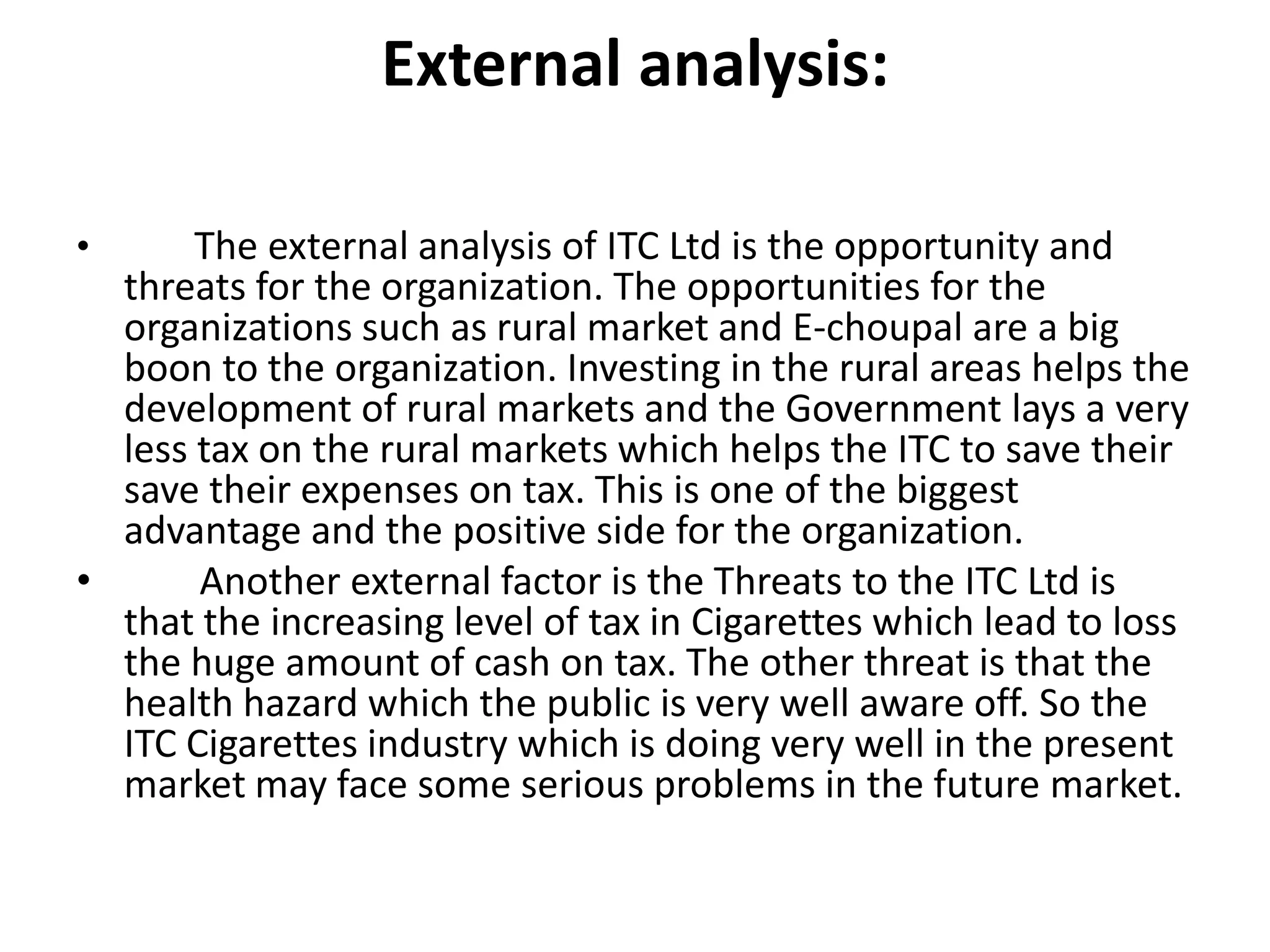 Strategic analysis of ITC Ltd using various tools | PPTX