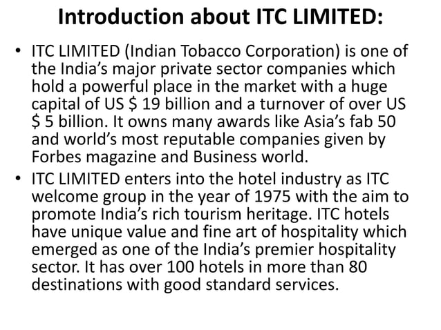 Strategic analysis of ITC Ltd using various tools | PPTX